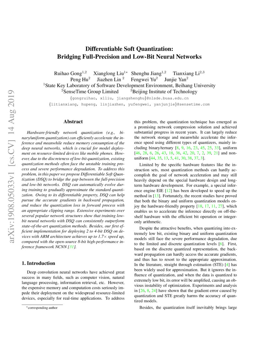 Differentiable Soft Quantization: Bridging Full-Precision and Low-Bit ... Differentiable Soft Quantization: Bridging Full-Precision and Low-Bit ...