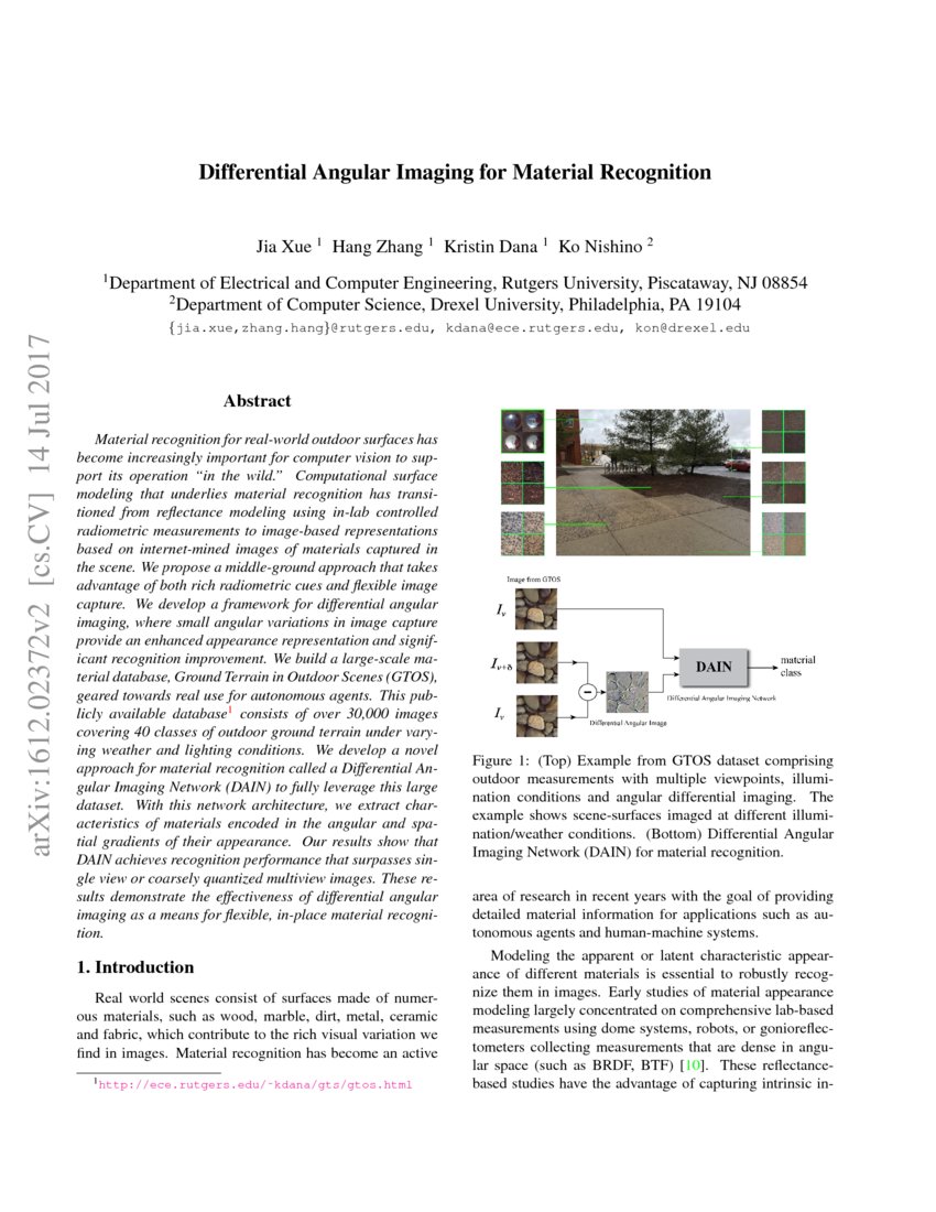 Differential Angular Imaging For Material Recognition Deepai