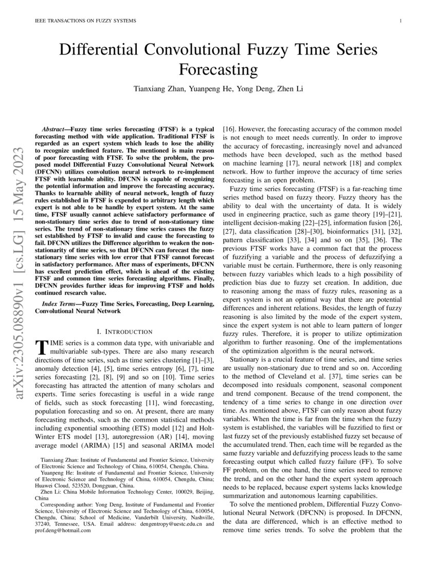 Differential Convolutional Fuzzy Time Series Forecasting Deepai