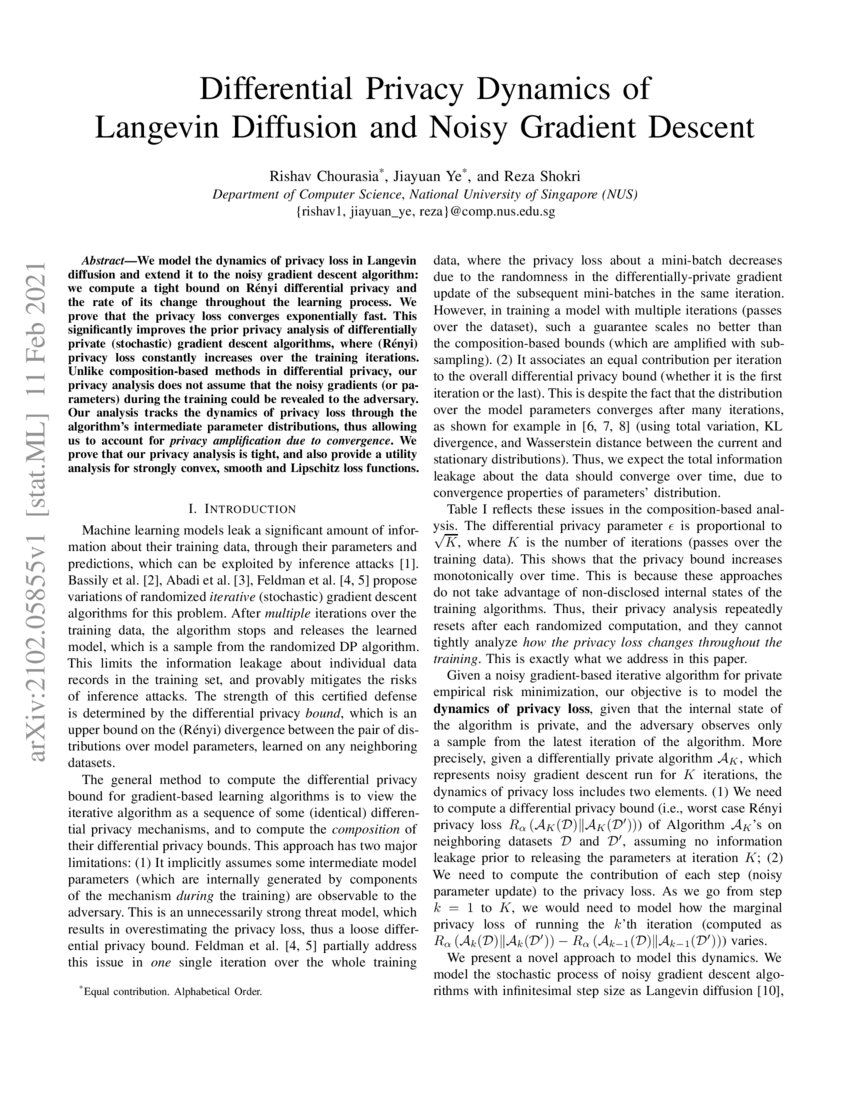 Differential Privacy Dynamics of Langevin Diffusion and Noisy Gradient Descent | DeepAI