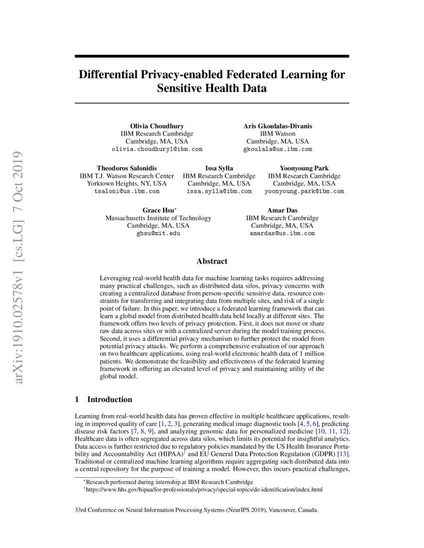 Differential Privacy-enabled Federated Learning for Sensitive Health ...