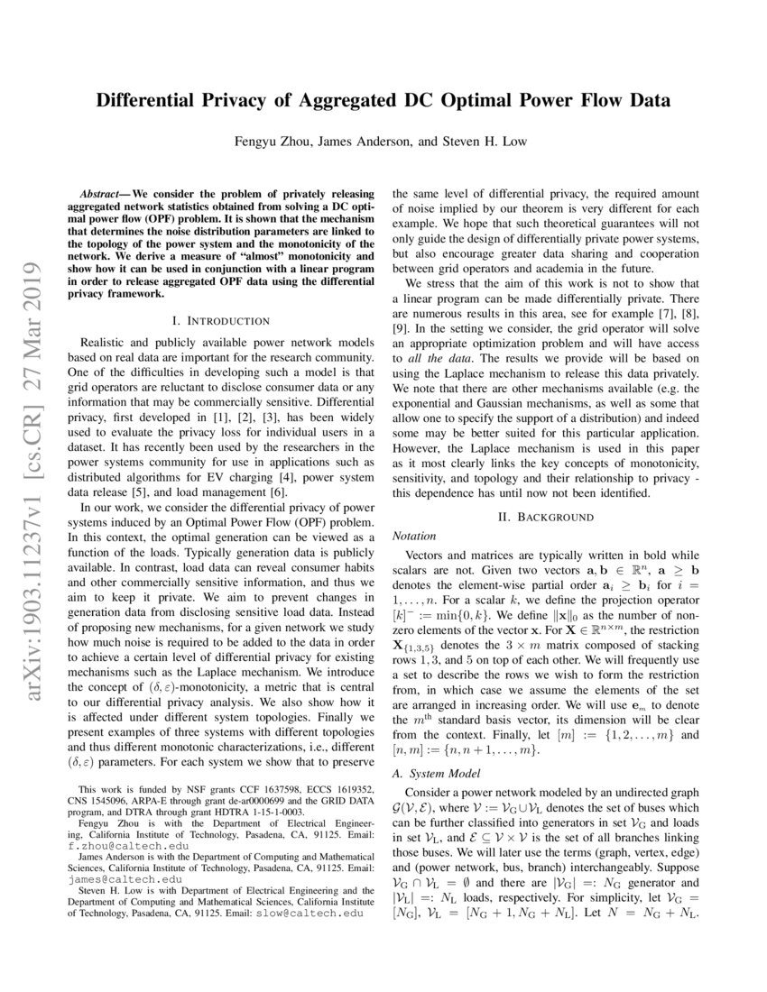 Differential Privacy of Aggregated DC Optimal Power Flow Data | DeepAI