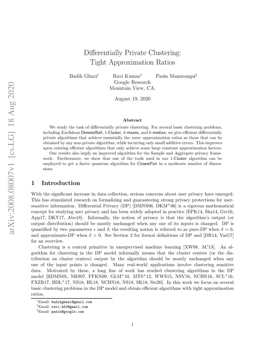 Differentially Private Clustering Tight Approximation Ratios Deepai
