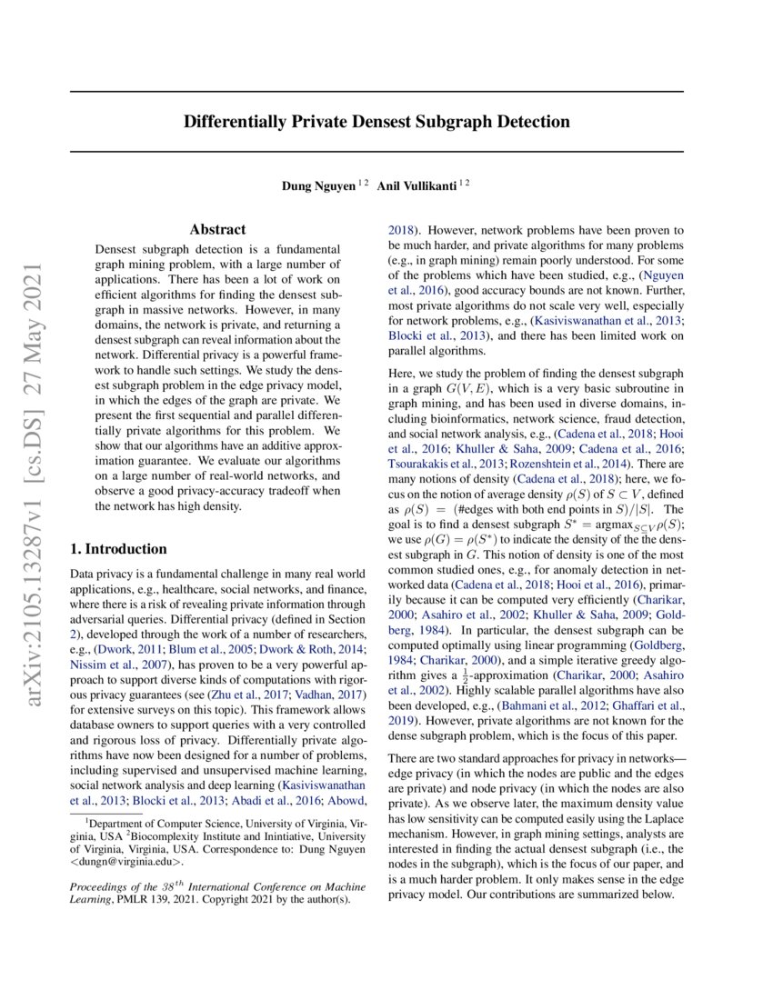 Differentially Private Densest Subgraph Detection | DeepAI
