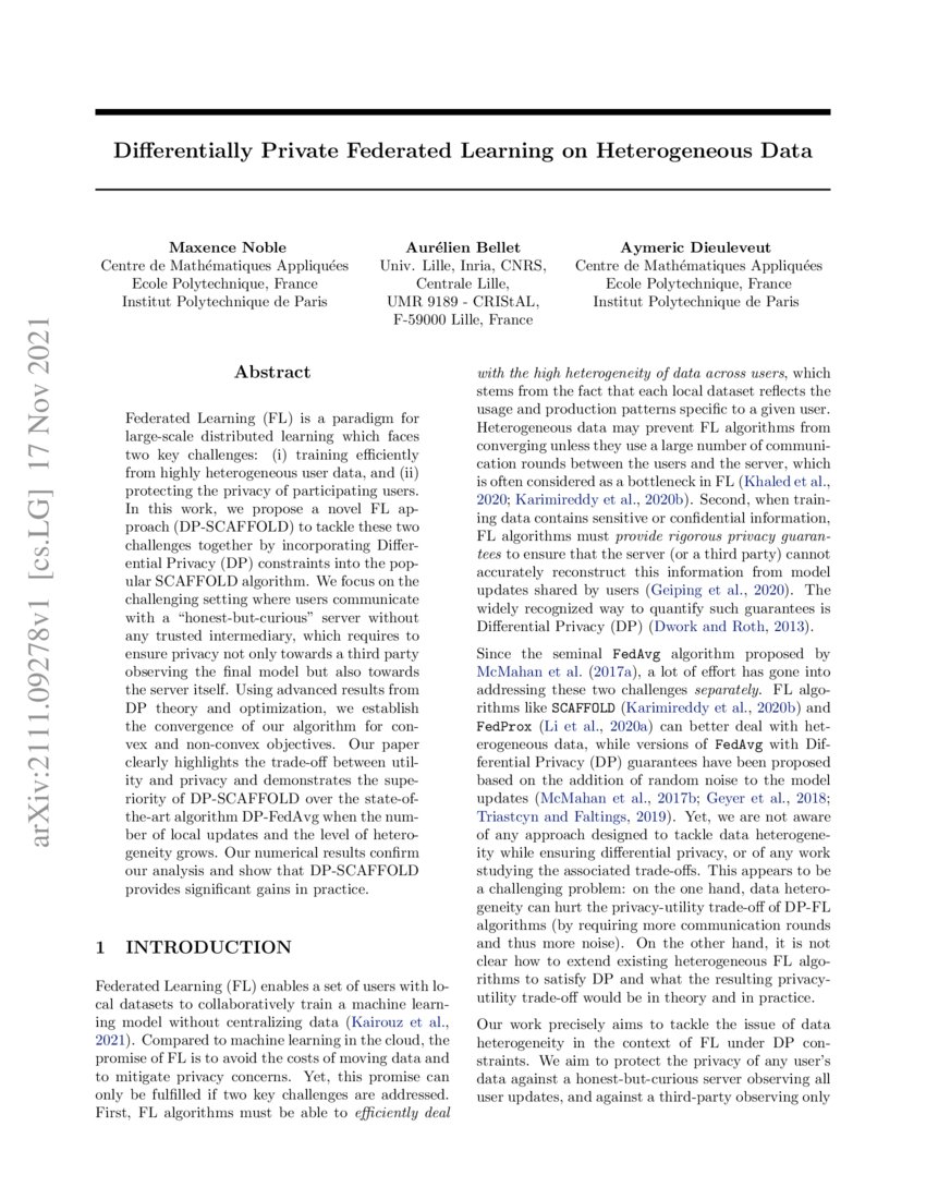 Differentially Private Federated Learning on Heterogeneous Data | DeepAI