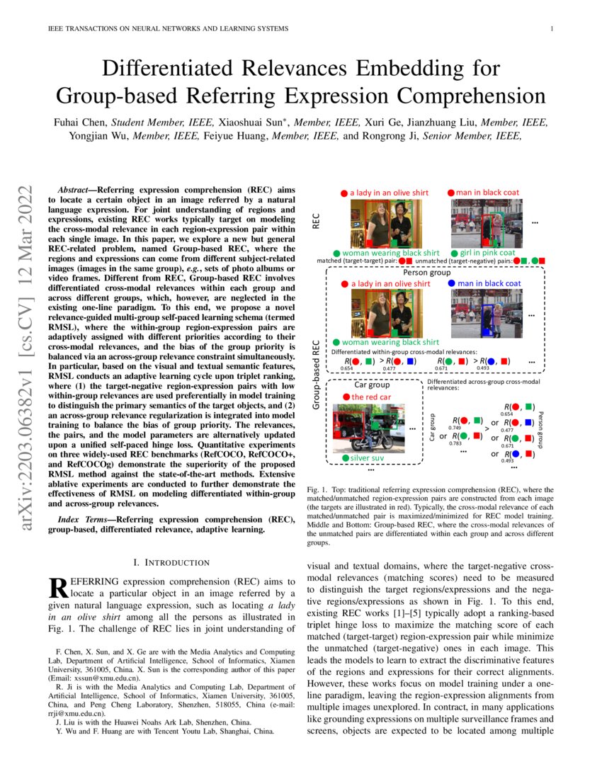 Differentiated Relevances Embedding for Group-based Referring Expression Comprehension | DeepAI
