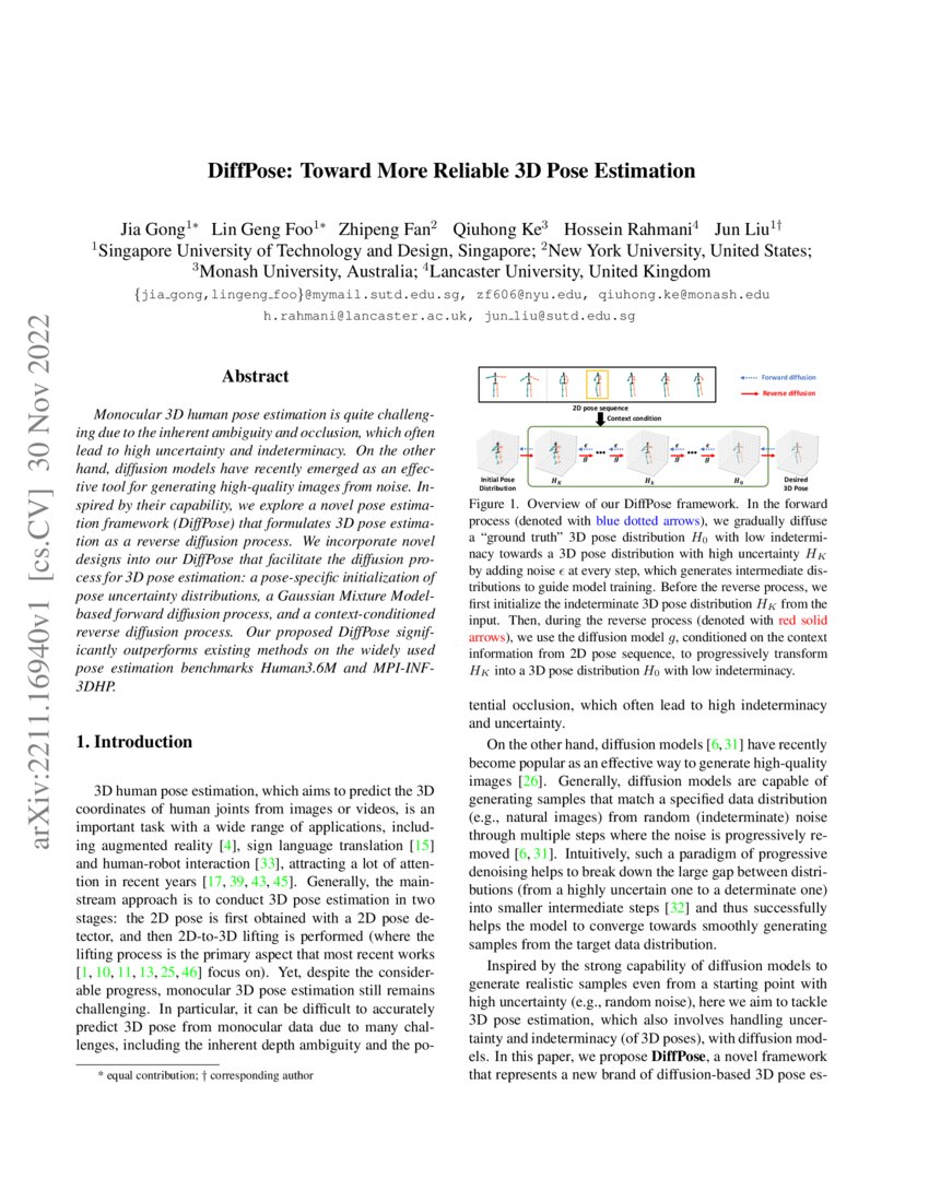 Diffpose Toward More Reliable 3d Pose Estimation Deepai