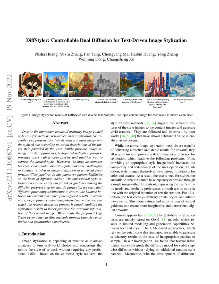 Diffstyler Controllable Dual Diffusion For Text Driven Image Stylization Deepai