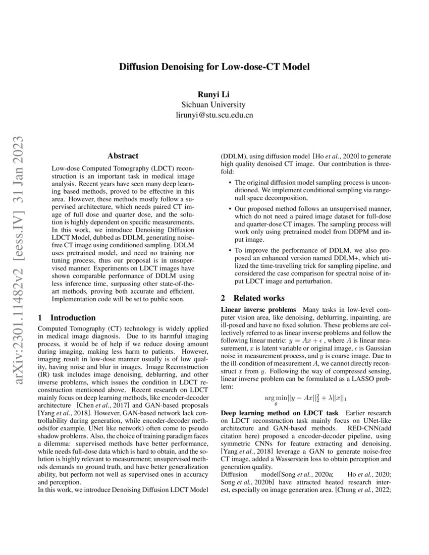 Diffusion Denoising For Low Dose Ct Model Deepai