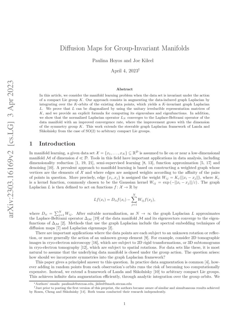 Diffusion Maps for Group-Invariant Manifolds | DeepAI