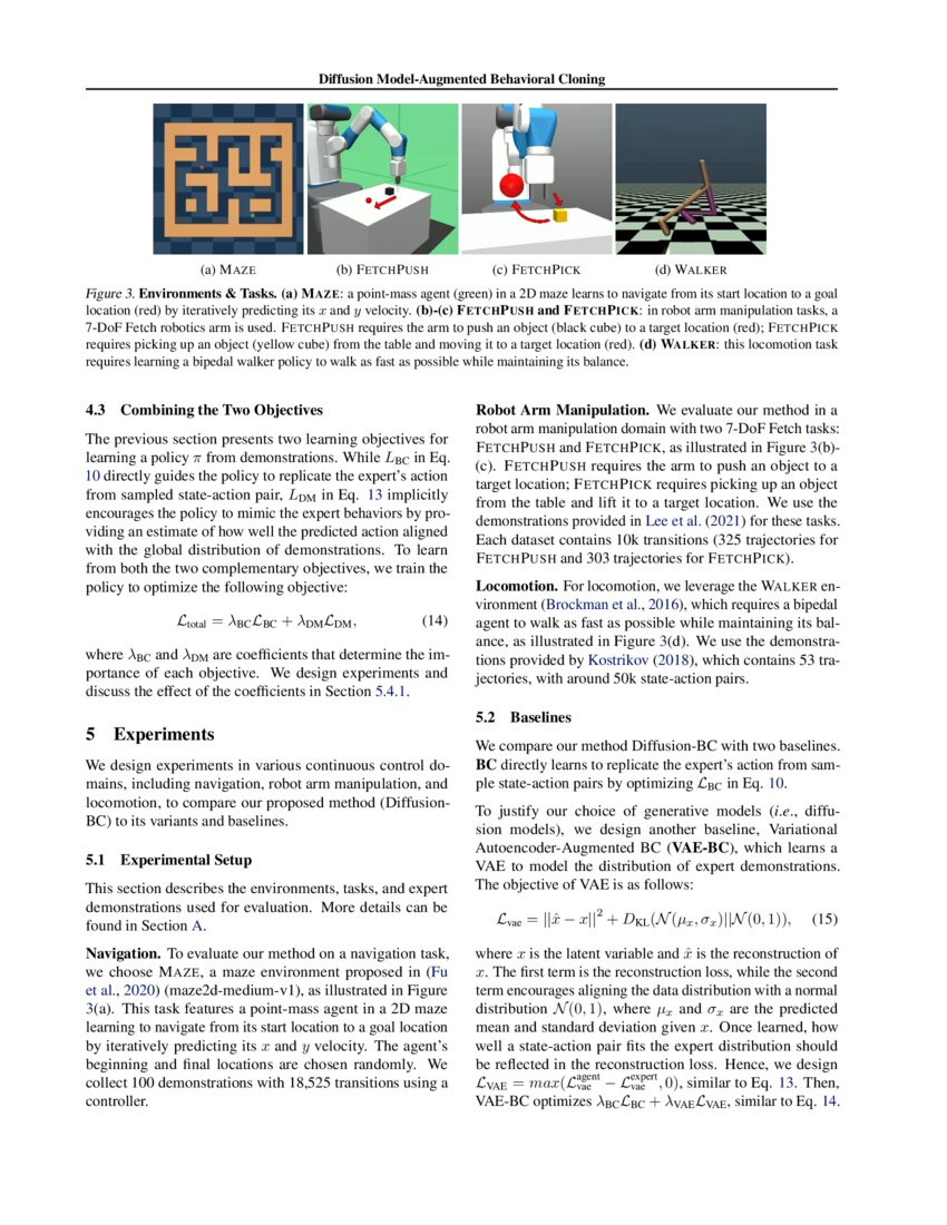 Diffusion Model-Augmented Behavioral Cloning | DeepAI