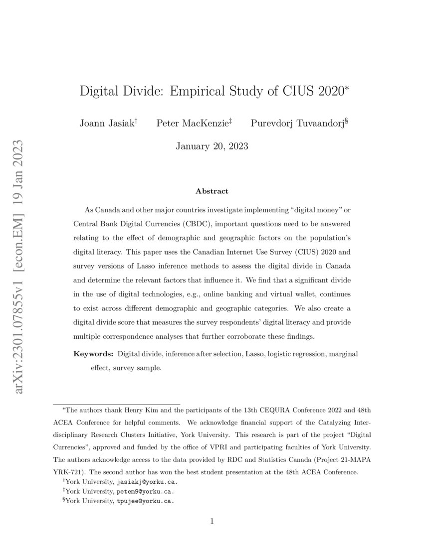 Digital Divide: Empirical Study of CIUS 2020 | DeepAI