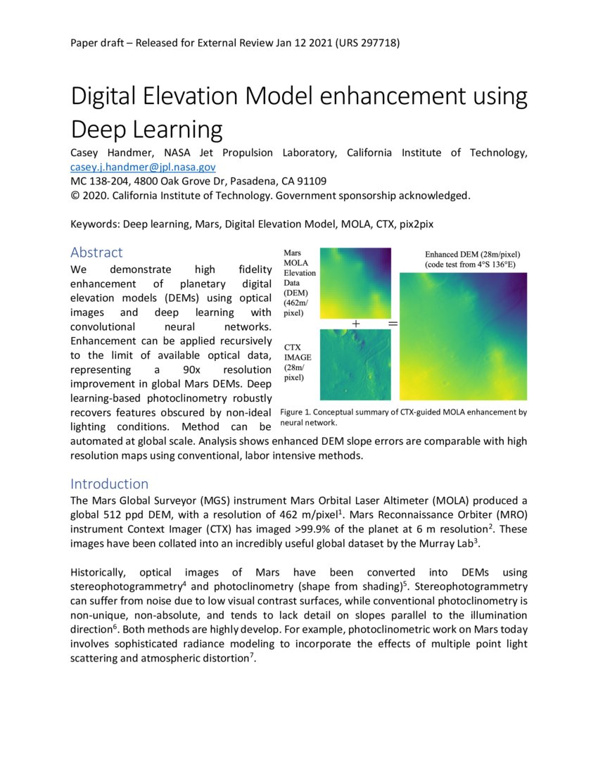Digital Elevation Model enhancement using Deep Learning | DeepAI