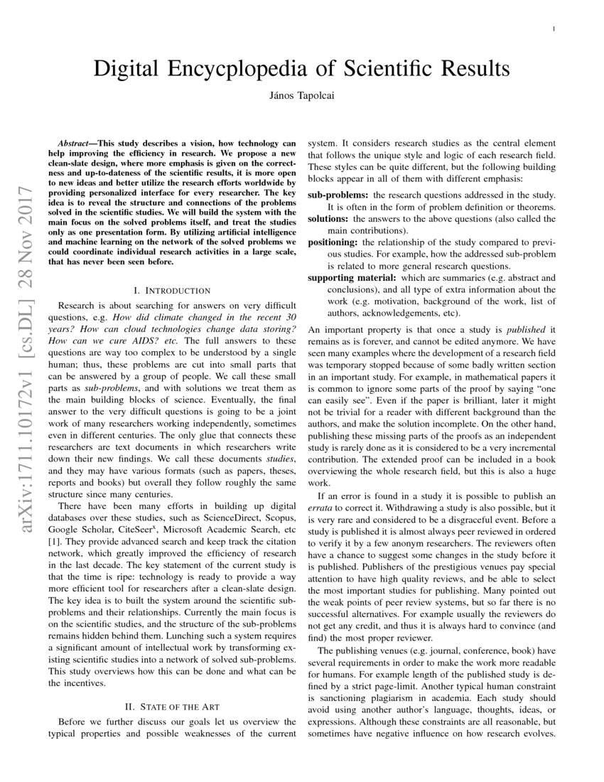 Digital Encyclopedia of Scientific Results | DeepAI