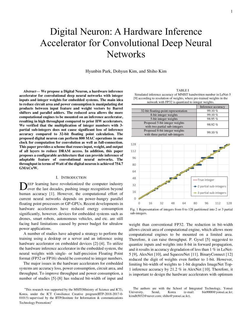 Digital Neuron A Hardware Inference Accelerator For Convolutional Deep Neural Networks Deepai