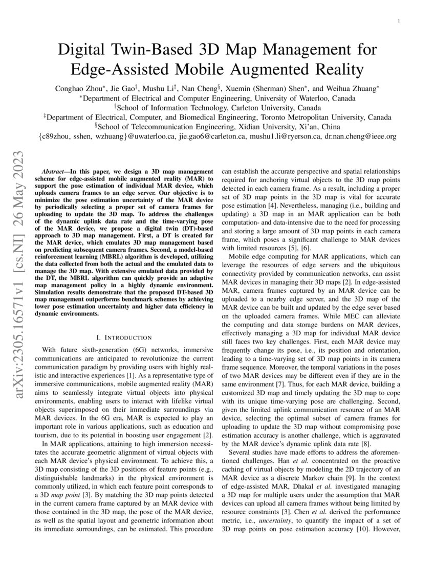 Digital Twin-Based 3D Map Management for Edge-Assisted Mobile Augmented Reality | DeepAI