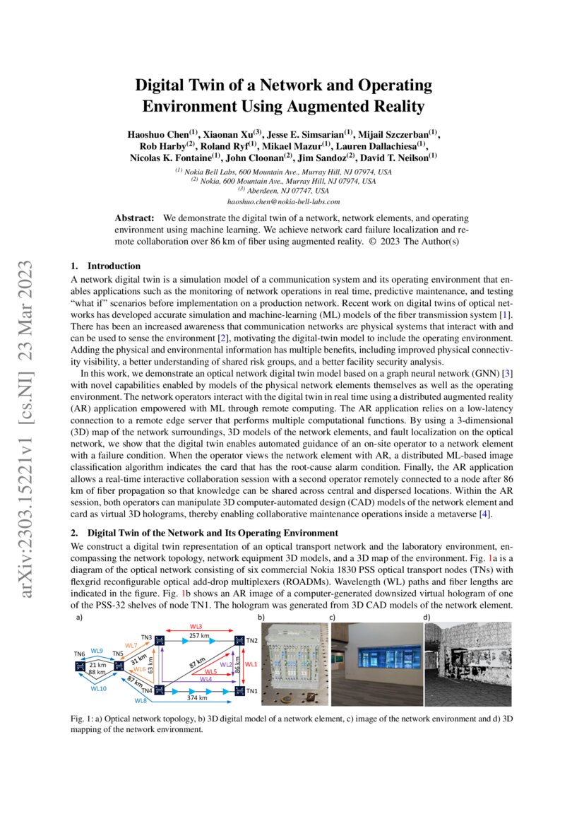 Digital Twin of a Network and Operating Environment Using Augmented Reality | DeepAI