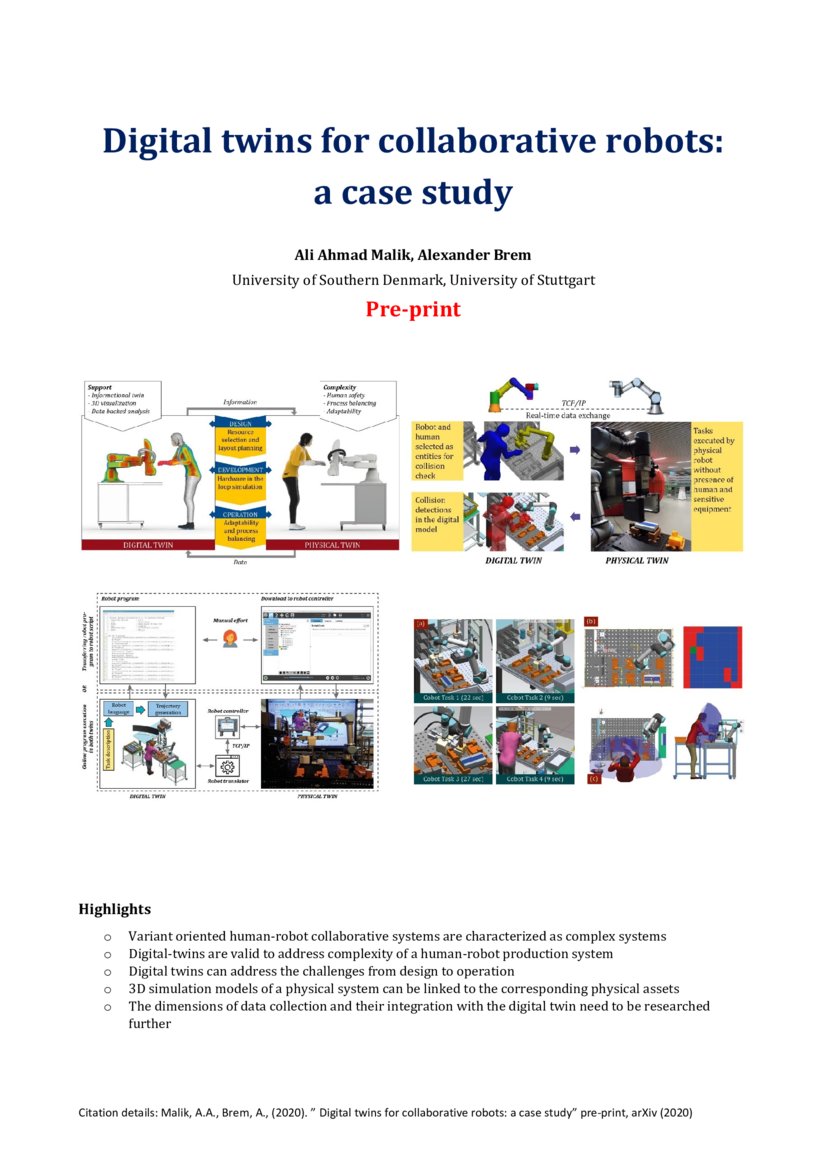 Digital twins for collaborative robots: a case study | DeepAI