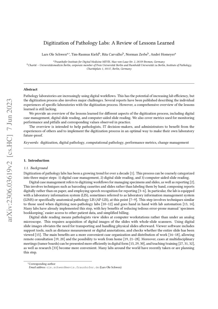 Digitization of Pathology Labs: A Review of Lessons Learned | DeepAI