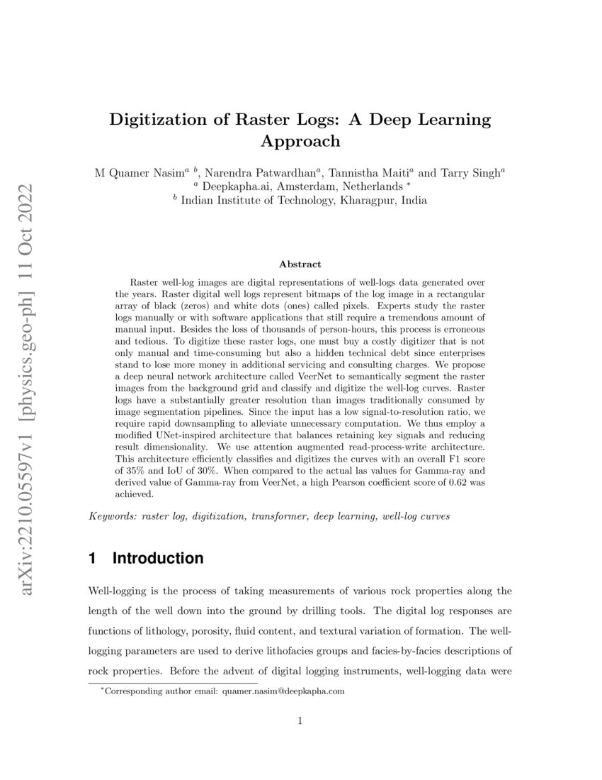Digitization Of Raster Logs A Deep Learning Approach Deepai
