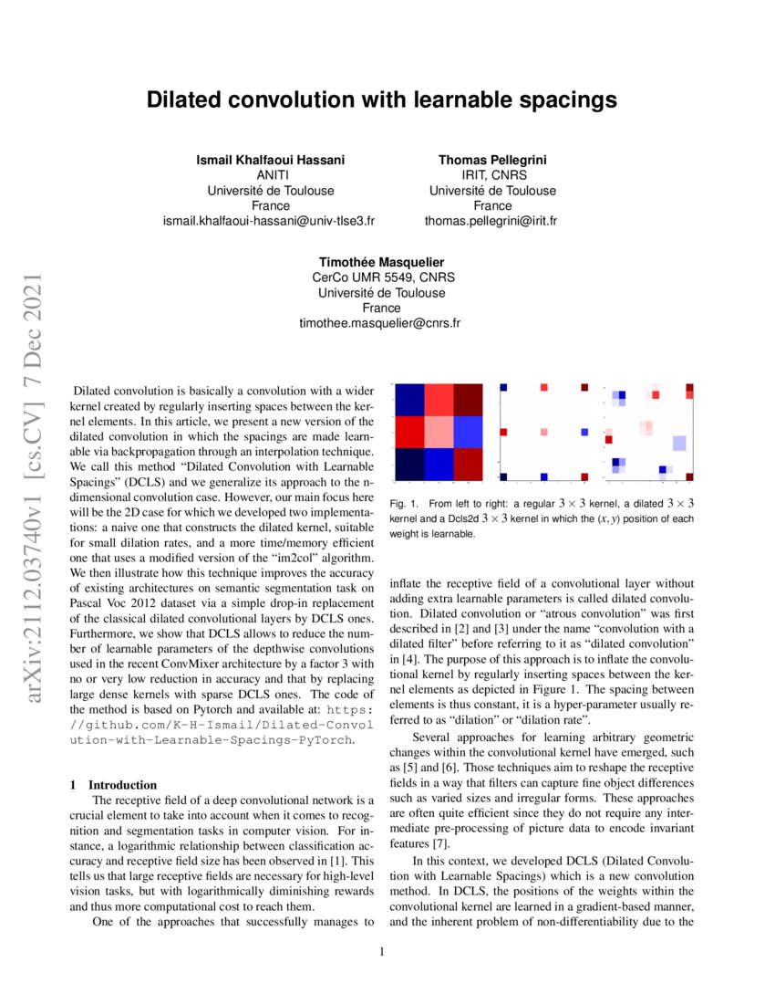 Dilated convolution with learnable spacings | DeepAI