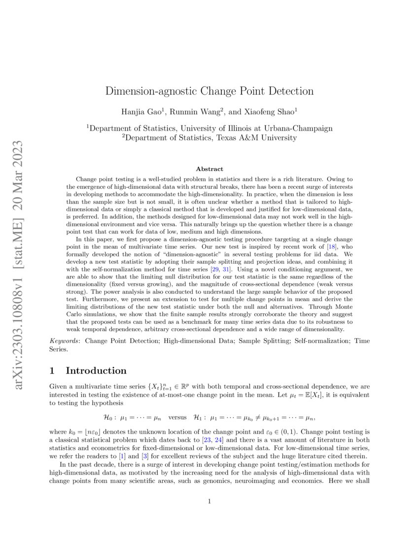 Dimension-agnostic Change Point Detection | DeepAI