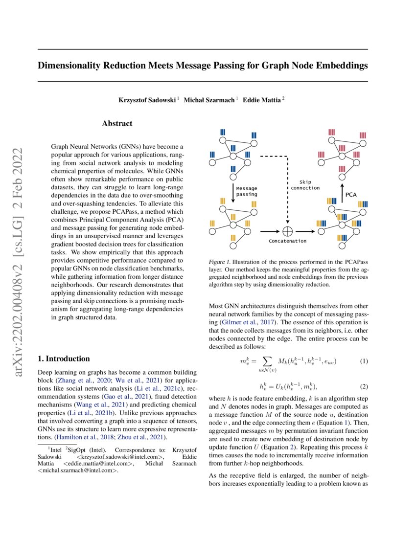 Dimensionality Reduction Meets Message Passing for Graph Node Embeddings | DeepAI