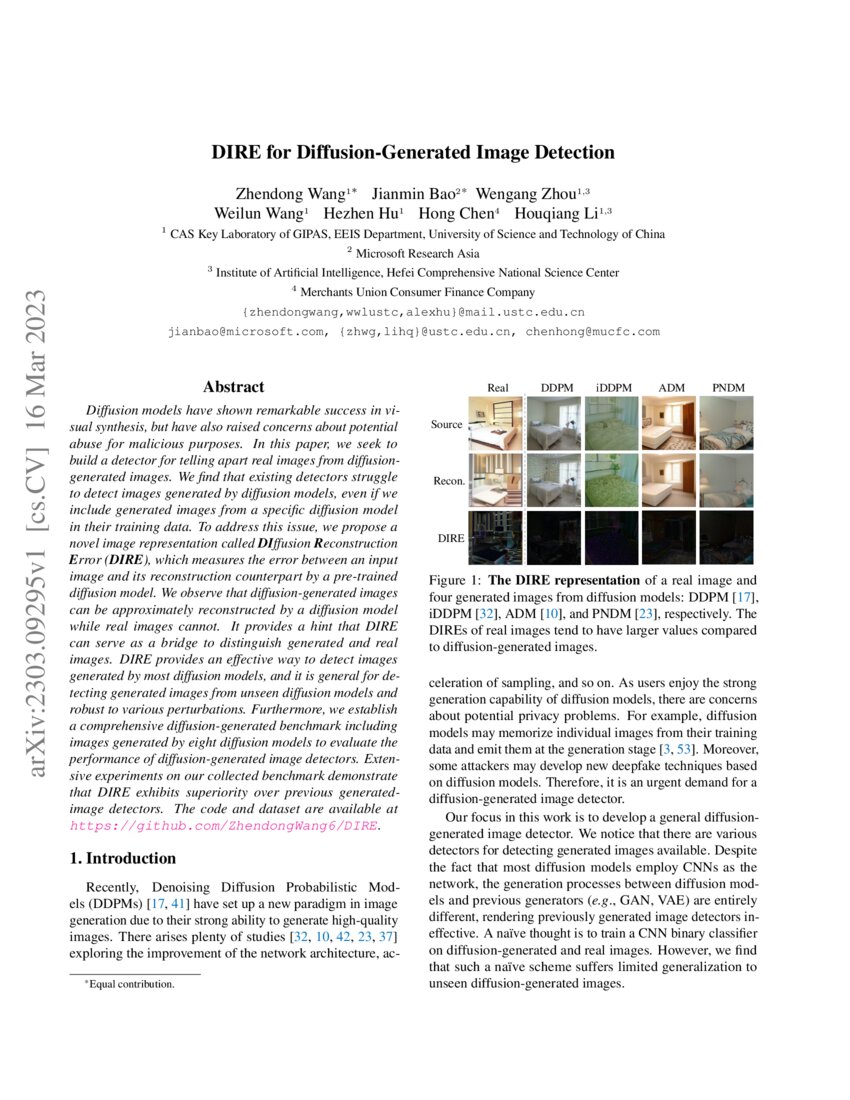 DIRE for Diffusion-Generated Image Detection | DeepAI