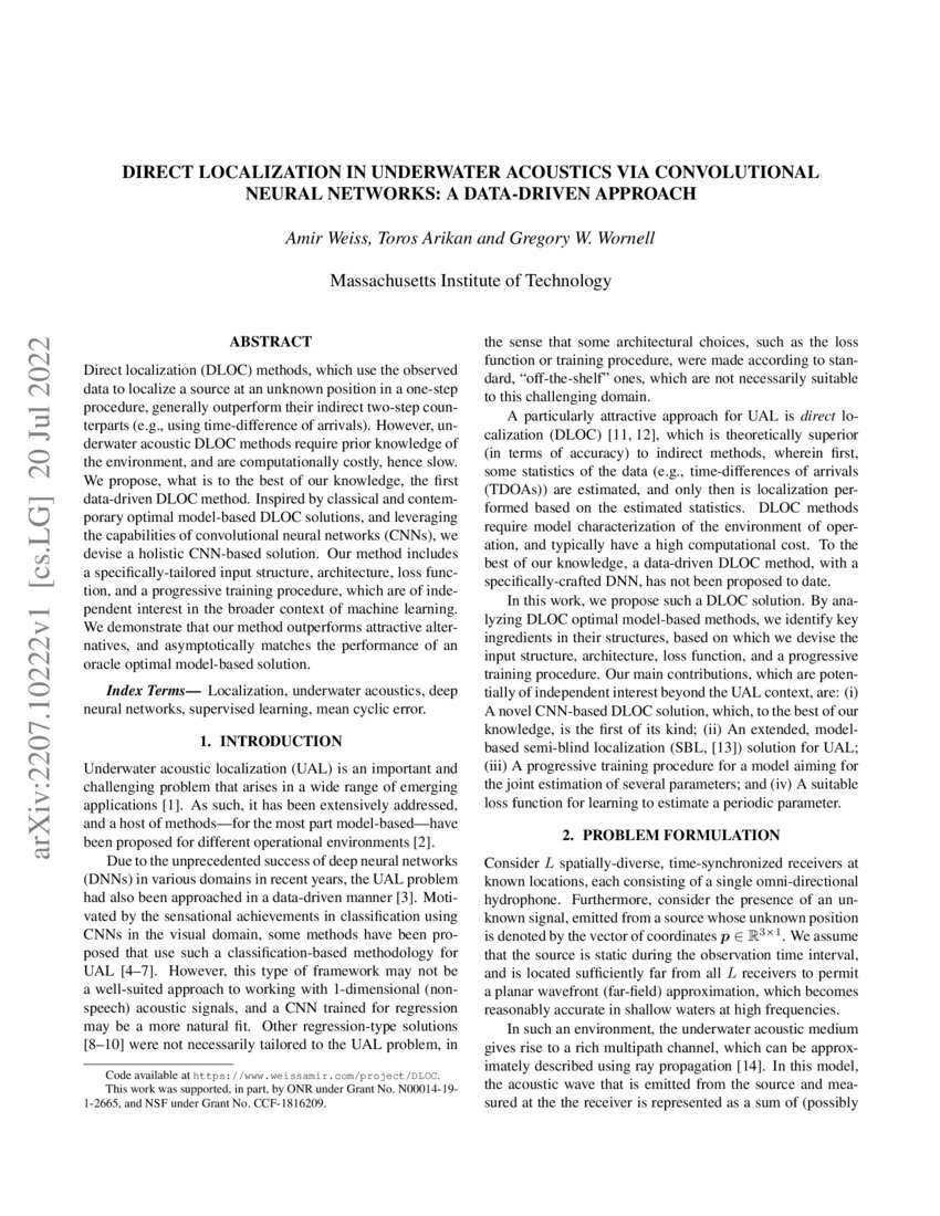 Direct Localization in Underwater Acoustics via Convolutional Neural Networks: A Data-Driven ...