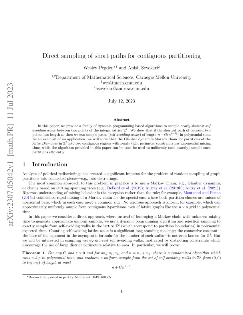 Direct Sampling Of Short Paths For Contiguous Partitioning Deepai