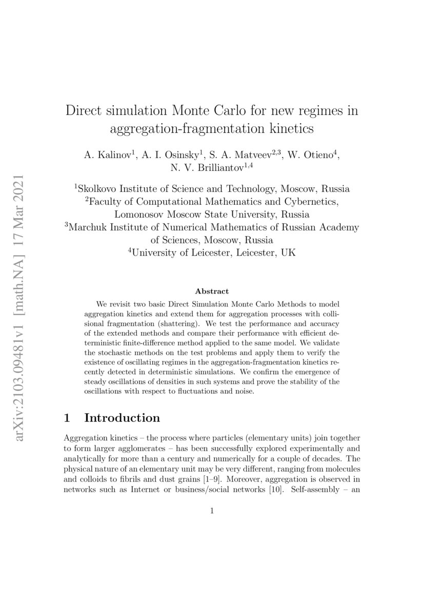 Direct Simulation Monte Carlo For New Regimes In Aggregation