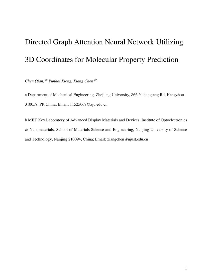 Directed Graph Attention Neural Network Utilizing 3D Coordinates for ...