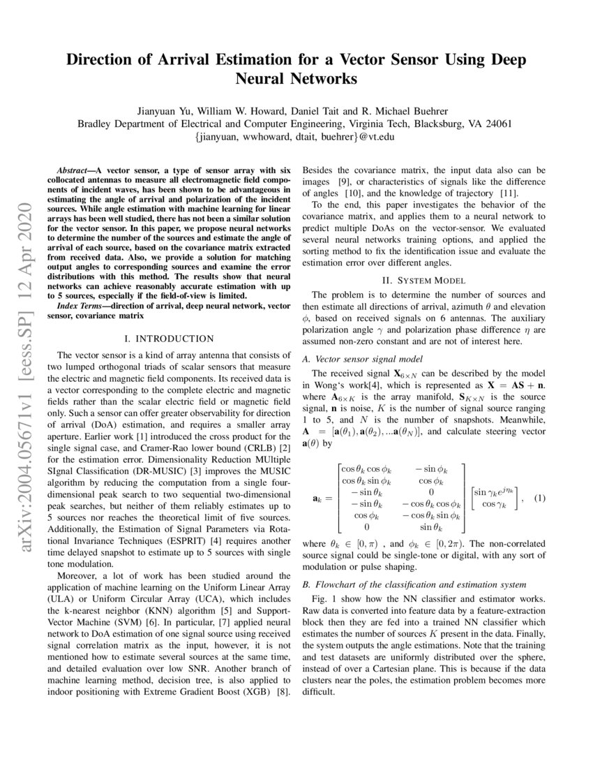 Direction Of Arrival Estimation For A Vector Sensor Using Deep Neural 7090