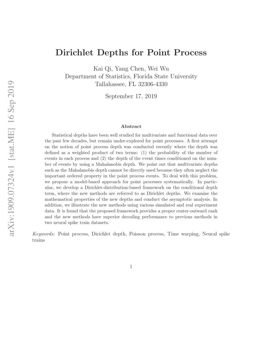 Dirichlet Depths for Point Process | DeepAI