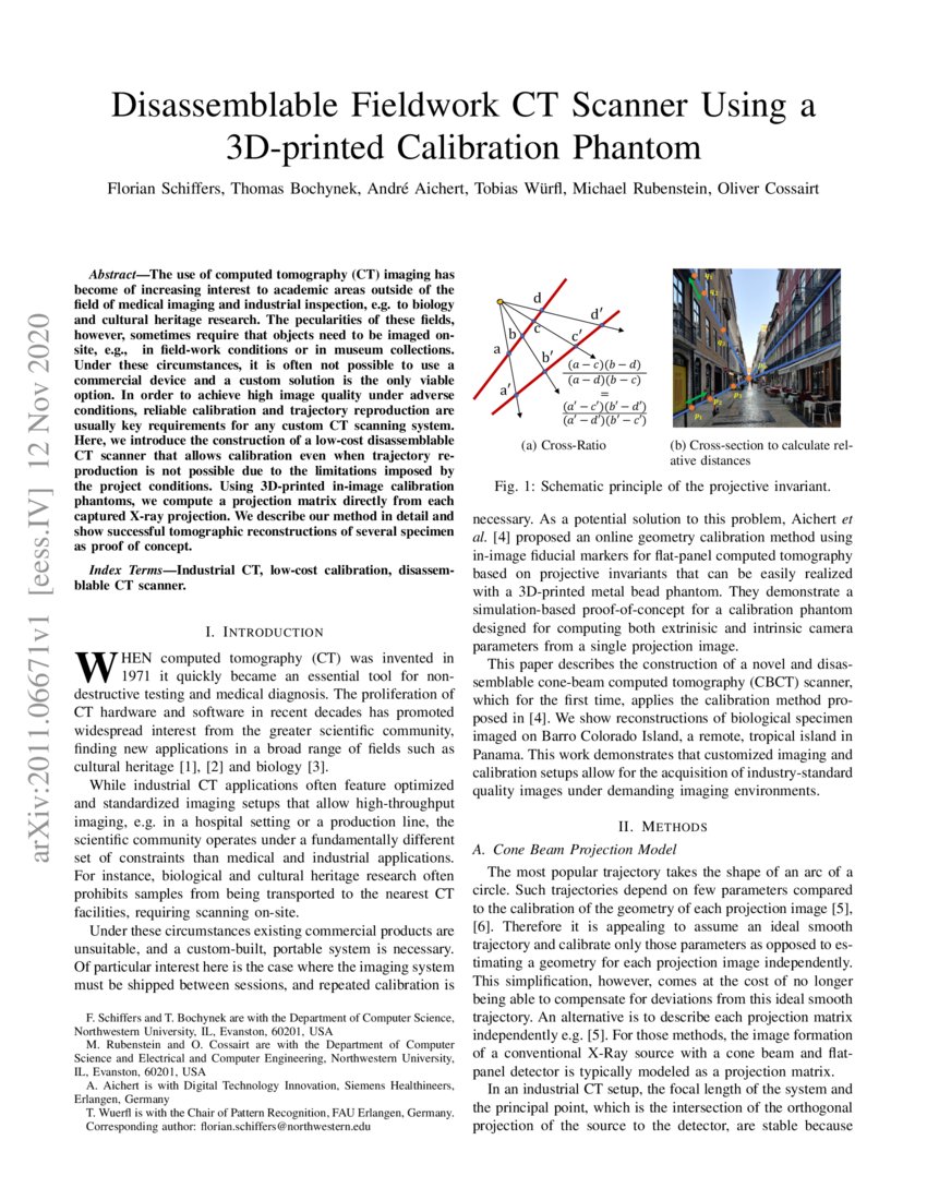 Disassemblable Fieldwork CT Scanner Using a 3D-printed Calibration ...