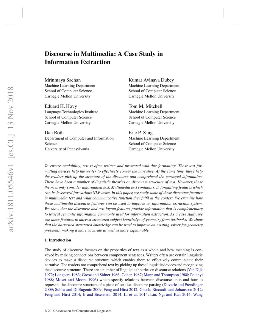Discourse in Multimedia: A Case Study in Information Extraction | DeepAI