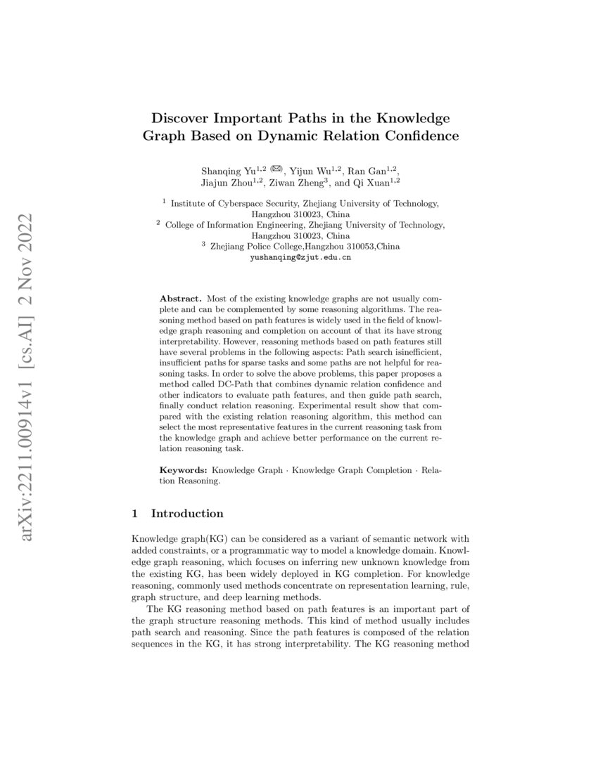 Discover Important Paths in the Knowledge Graph Based on Dynamic ...