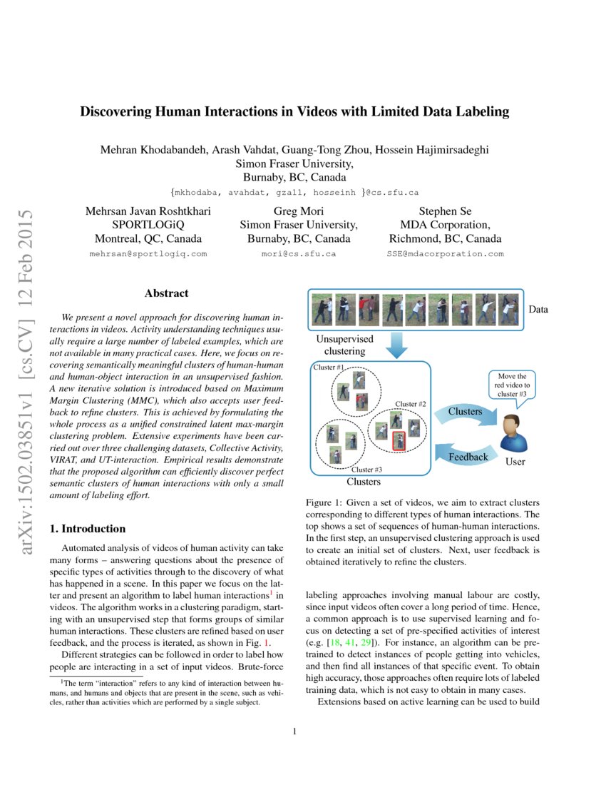 Discovering Human Interactions in Videos with Limited Data Labeling ...