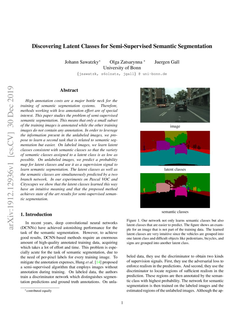 Discovering Latent Classes for Semi-Supervised Semantic Segmentation | DeepAI