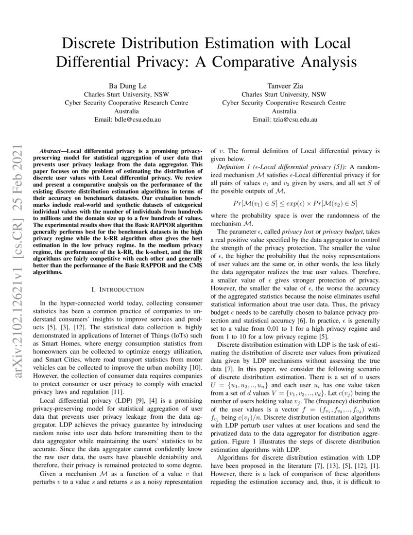 Discrete Distribution Estimation With Local Differential Privacy A
