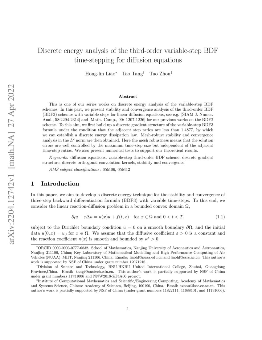 Discrete Energy Analysis Of The Third Order Variable Step Bdf Time