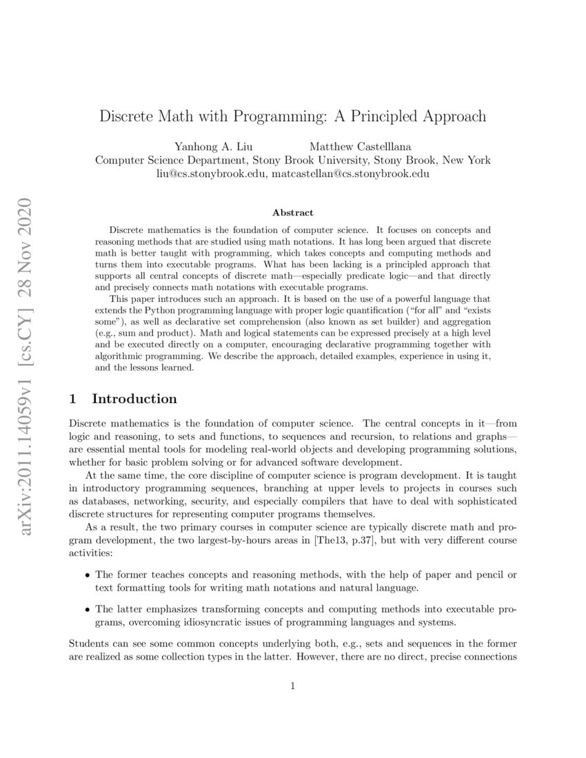 Discrete Math with Programming: A Principled Approach | DeepAI