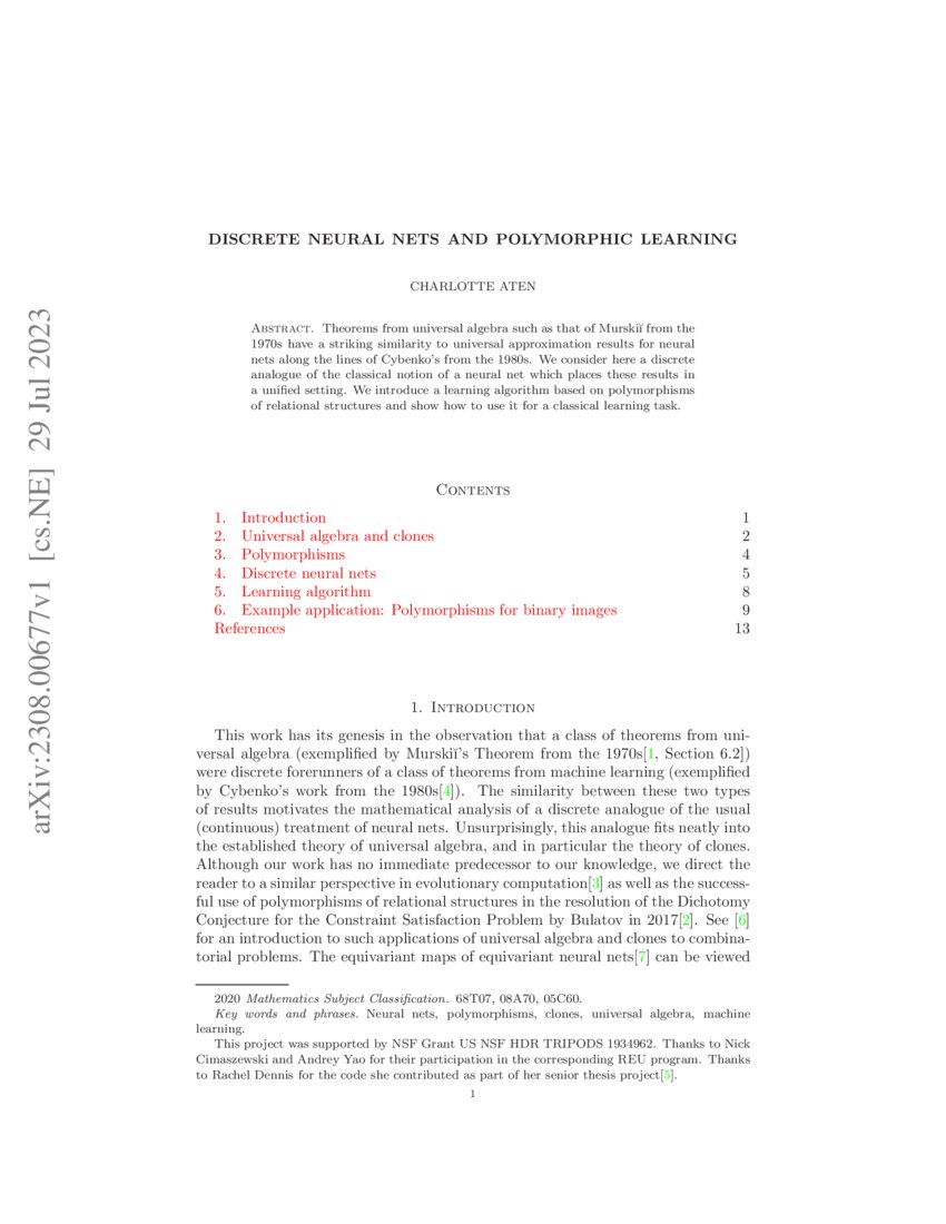 Discrete neural nets and polymorphic learning | DeepAI