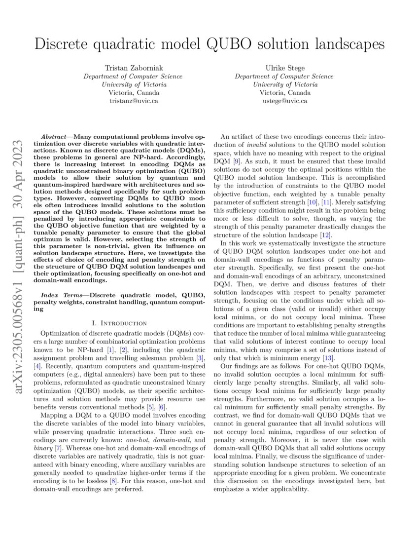 Discrete Quadratic Model Qubo Solution Landscapes Deepai