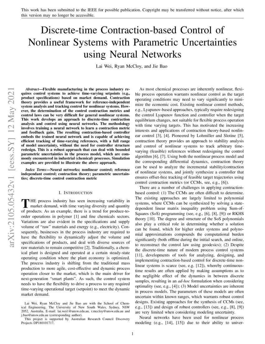 Discrete-time Contraction-based Control of Nonlinear Systems with Parametric Uncertainties using ...