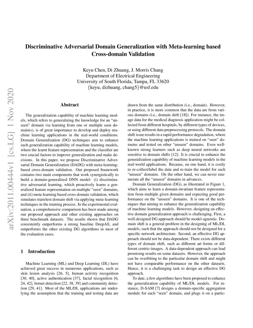 Discriminative Adversarial Domain Generalization With Meta Learning