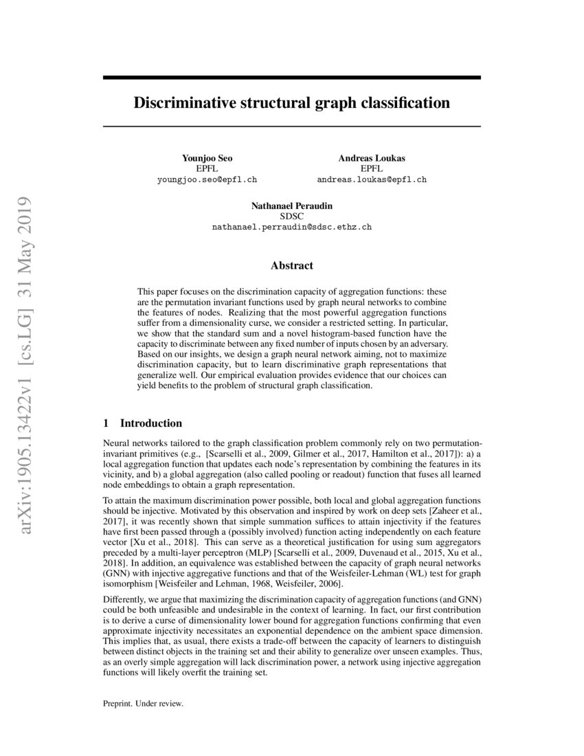 Discriminative structural graph classification | DeepAI