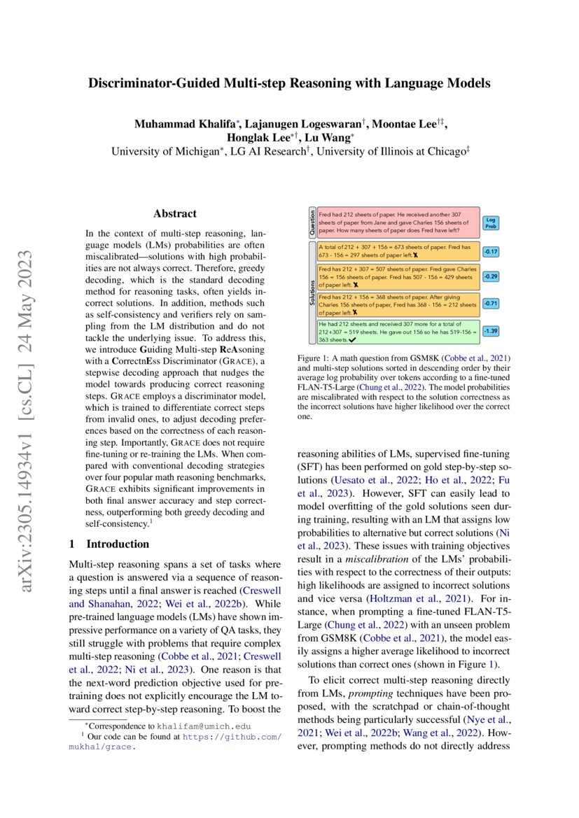 Discriminator-Guided Multi-step Reasoning with Language Models | DeepAI