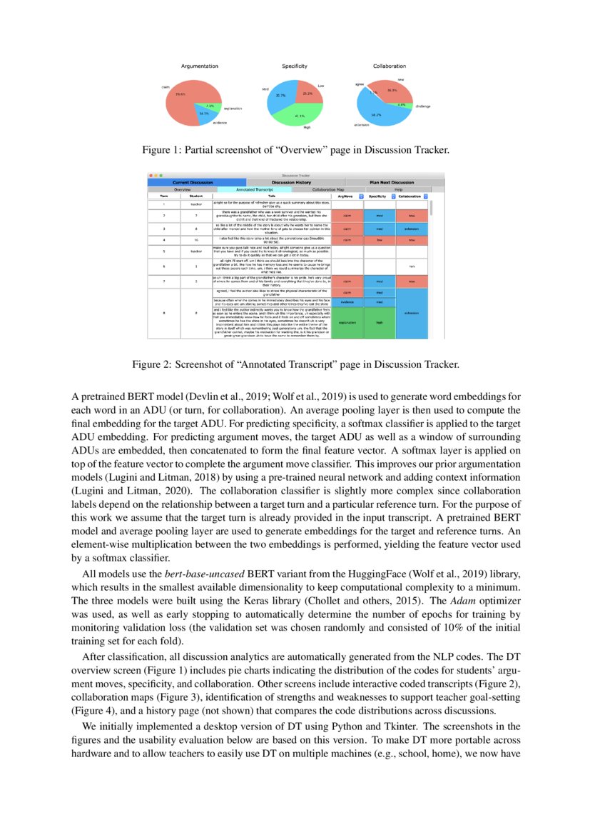 Discussion Tracker: Supporting Teacher Learning about Students ...