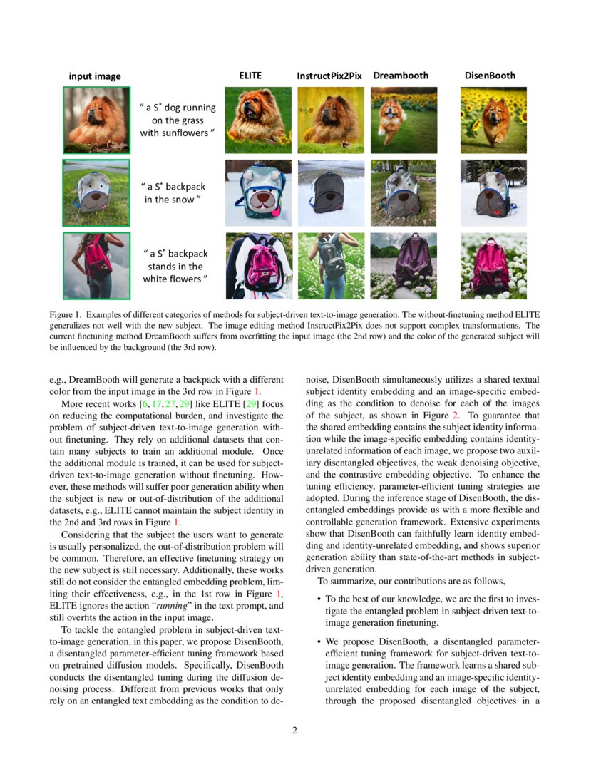 DisenBooth: Disentangled Parameter-Efficient Tuning for Subject-Driven Text-to-Image Generation ...